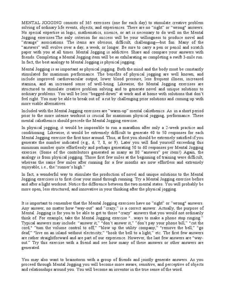 Creative Mind Exercises | PDF | Career & Growth | Lifestyle