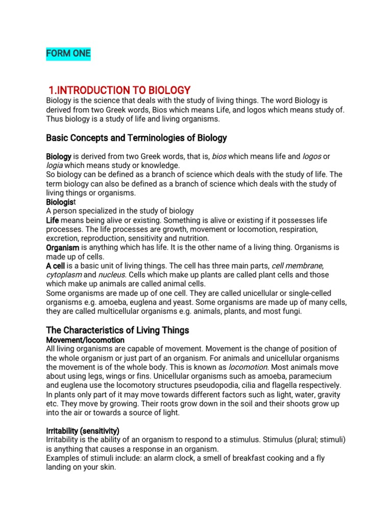 Biology Full Notes O'level | PDF | Biology