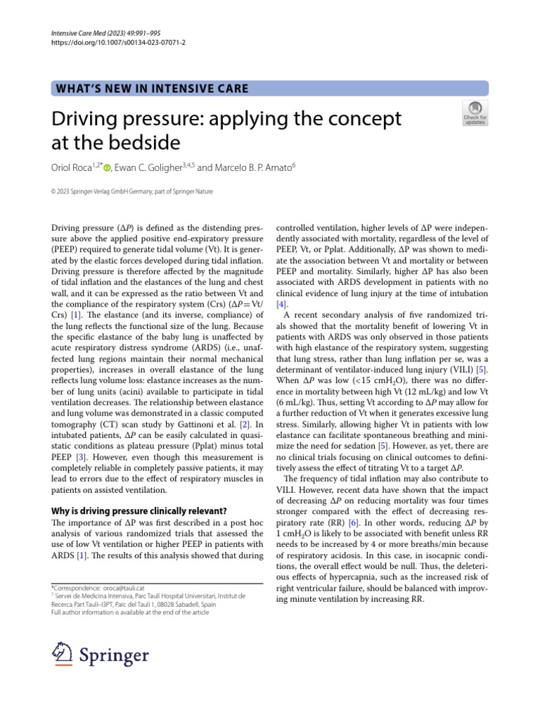 Driving Pressure | PDF