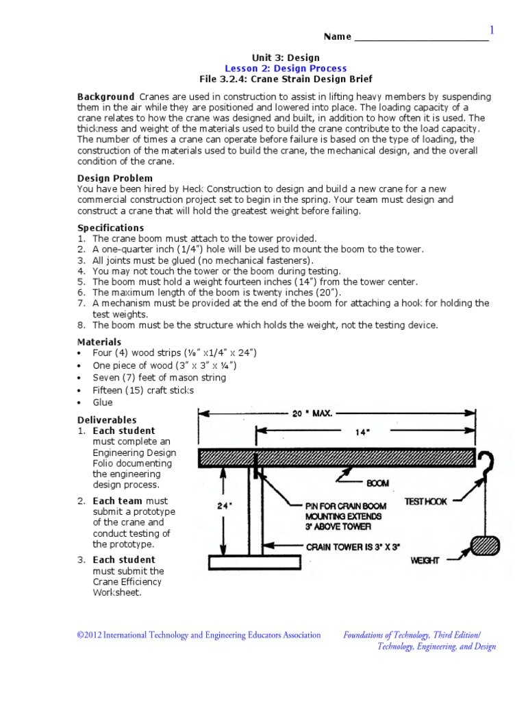Crane Strain Design Brief From Iteea | PDF | Crane (Machine ...
