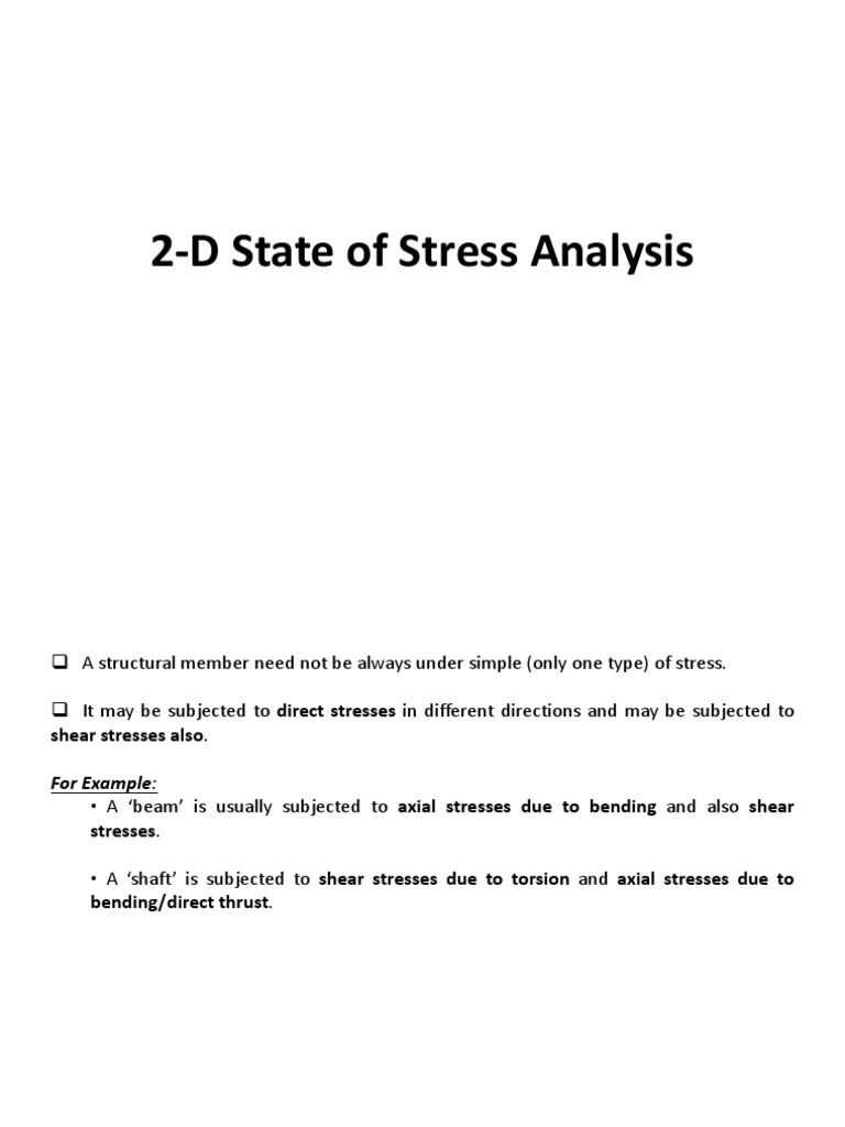 2D State of Stress | PDF | Stress (Mechanics) | Bending