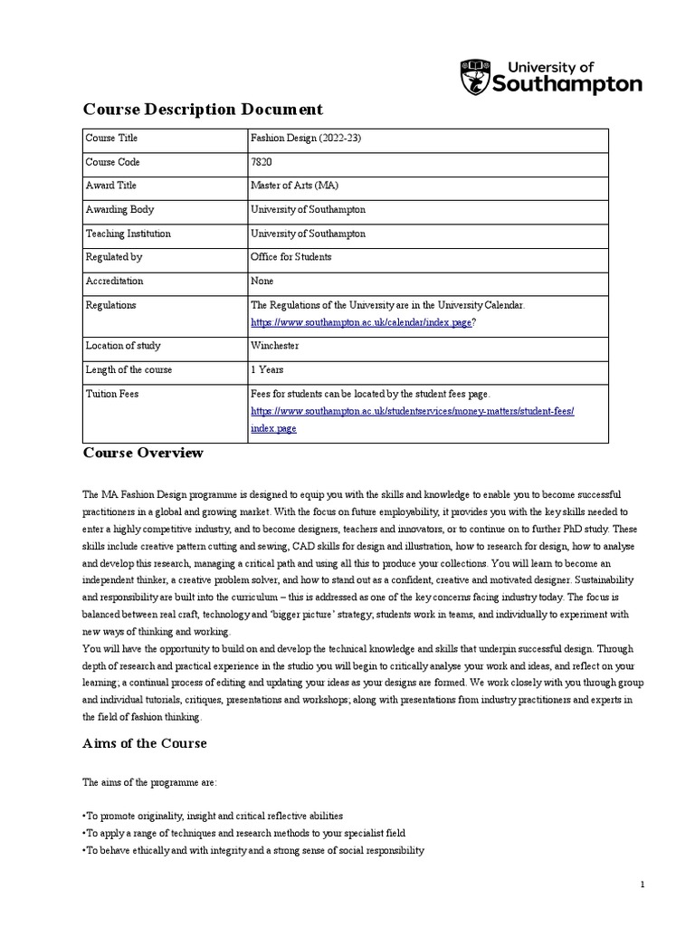 2223 7820 MA Fashion Design | PDF