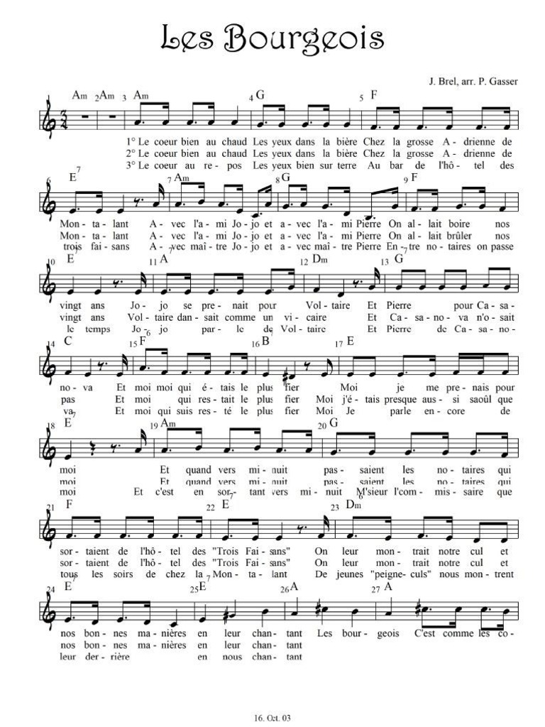 Brel - Les Bourgeois | PDF