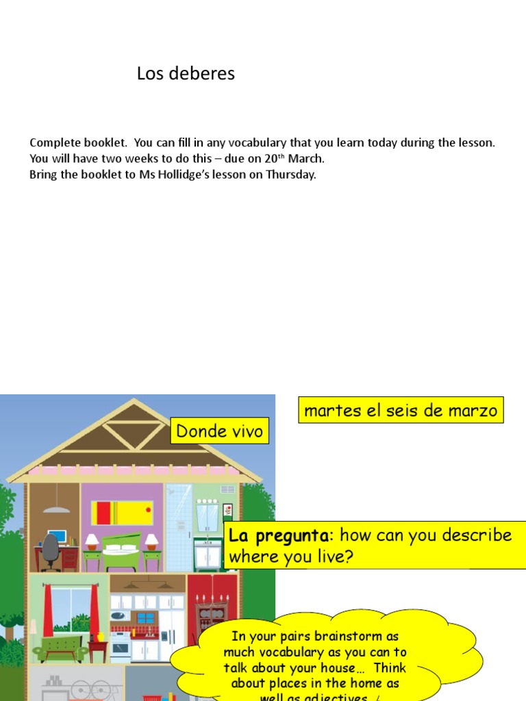 Descripción de casas y tareas de vocabulario | PDF