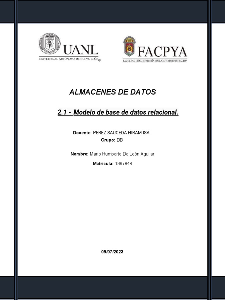 Ev 2.1 - Modelo de Base de Datos Relacional. | PDF