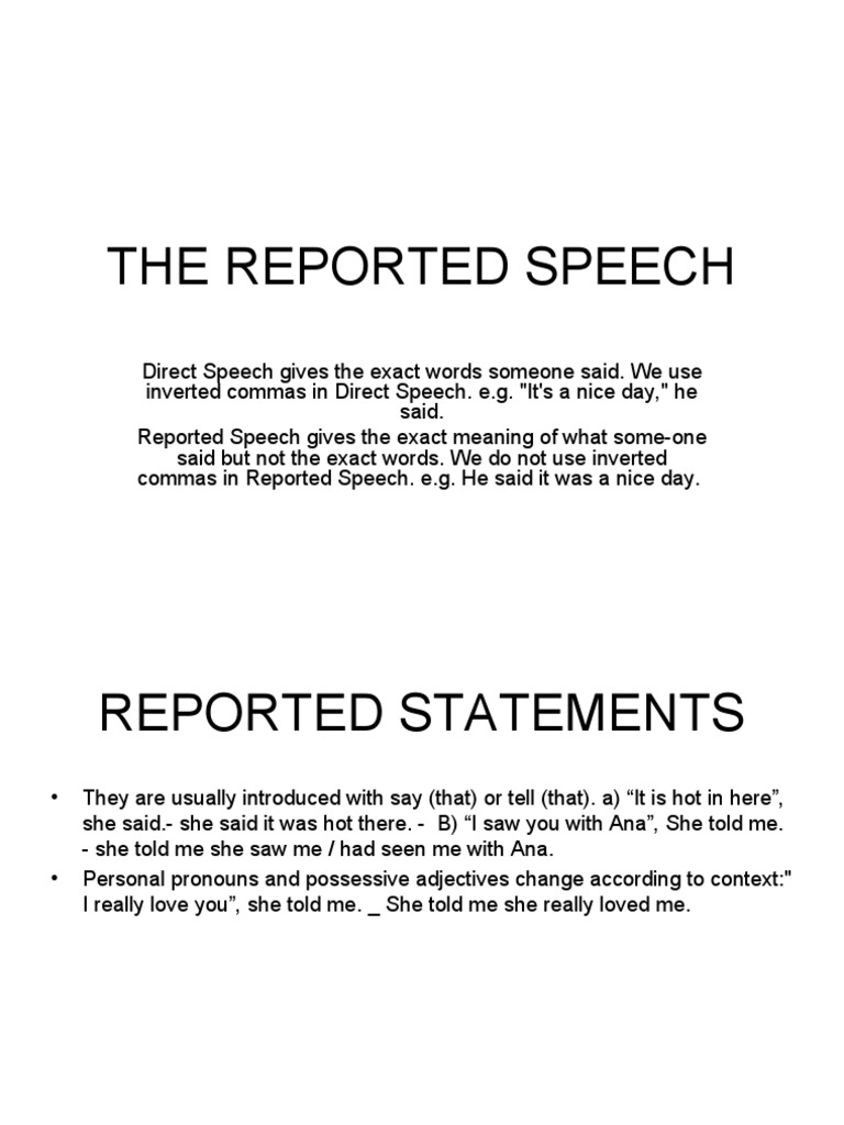 Understanding Reported Speech Rules | PDF | Linguistics | Grammar