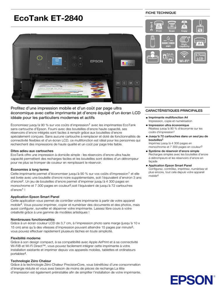 Ecotank Et 2840 Datasheet | PDF