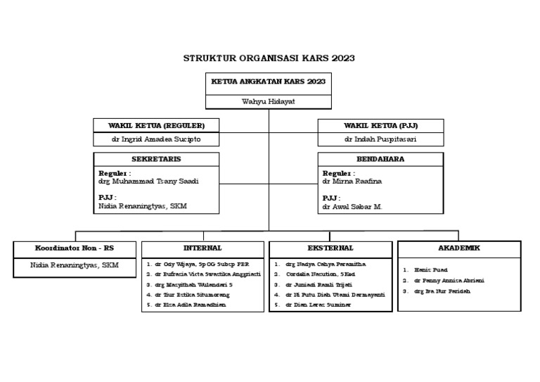 Struktur Organisasi KARS 2023 | PDF