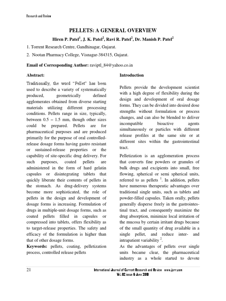 Pellets A General Overview | PDF