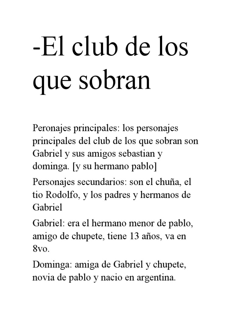 El Club de Los Que Sobran | PDF