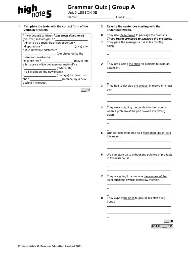 Highnote5 Grammar Quiz Unit03 Groupa Pdf