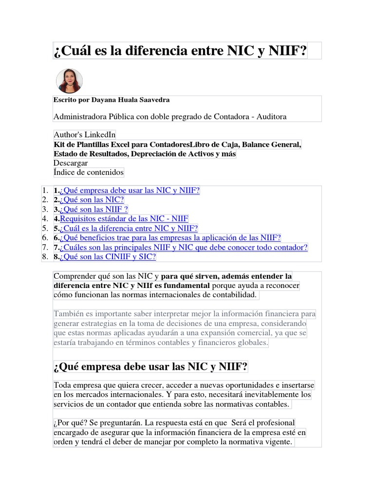 Cuál Es La Diferencia Entre NIC y NIIF | PDF | normas internacionales de INFORMACION FINANCIERA ...