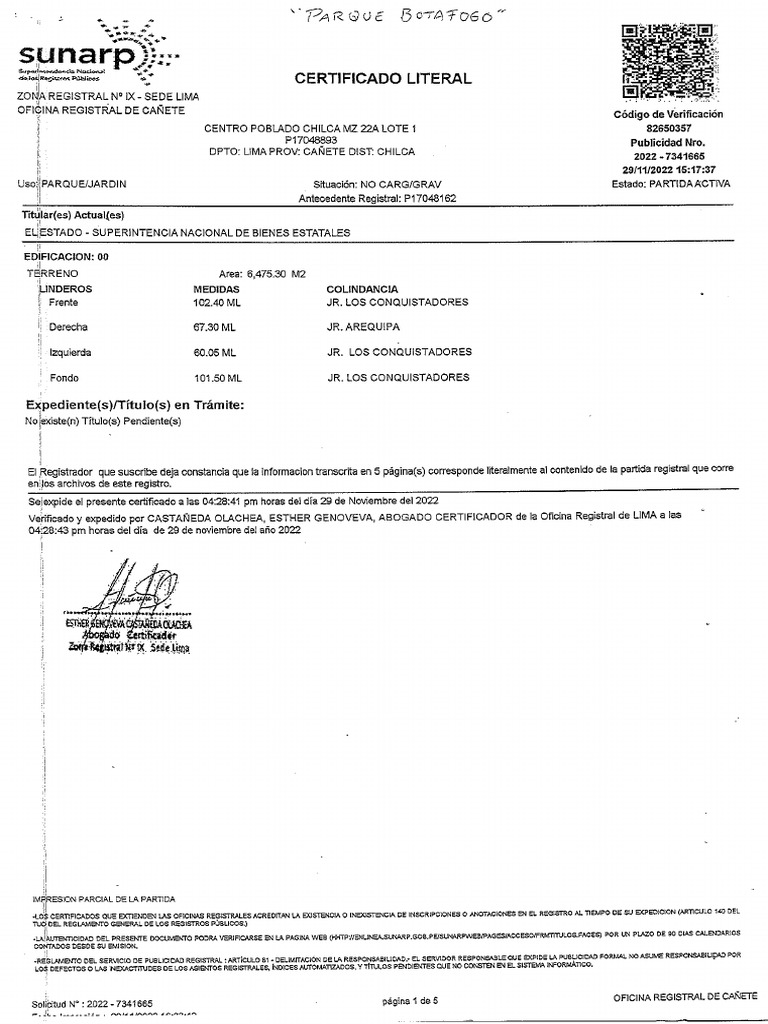 Sunarp Ficha Registral 20230524 184306 570 | PDF