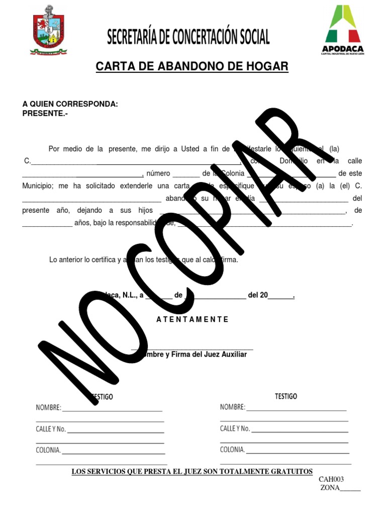 Carta de Abandono de Hogar | PDF