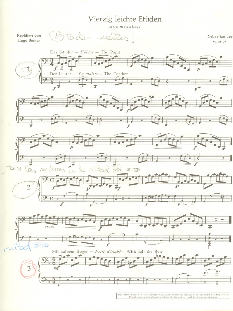 Metodo Sebastian Lee - 40 Easy Etudes Opus 70 | PDF