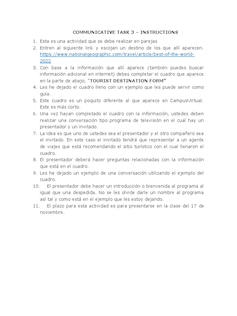 Communicative Task 3 - Role Play - Example | PDF