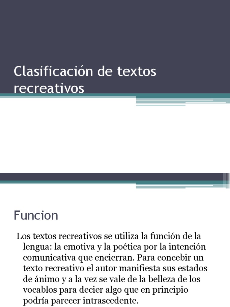 Clasificación de Los Textos Recrativos | PDF