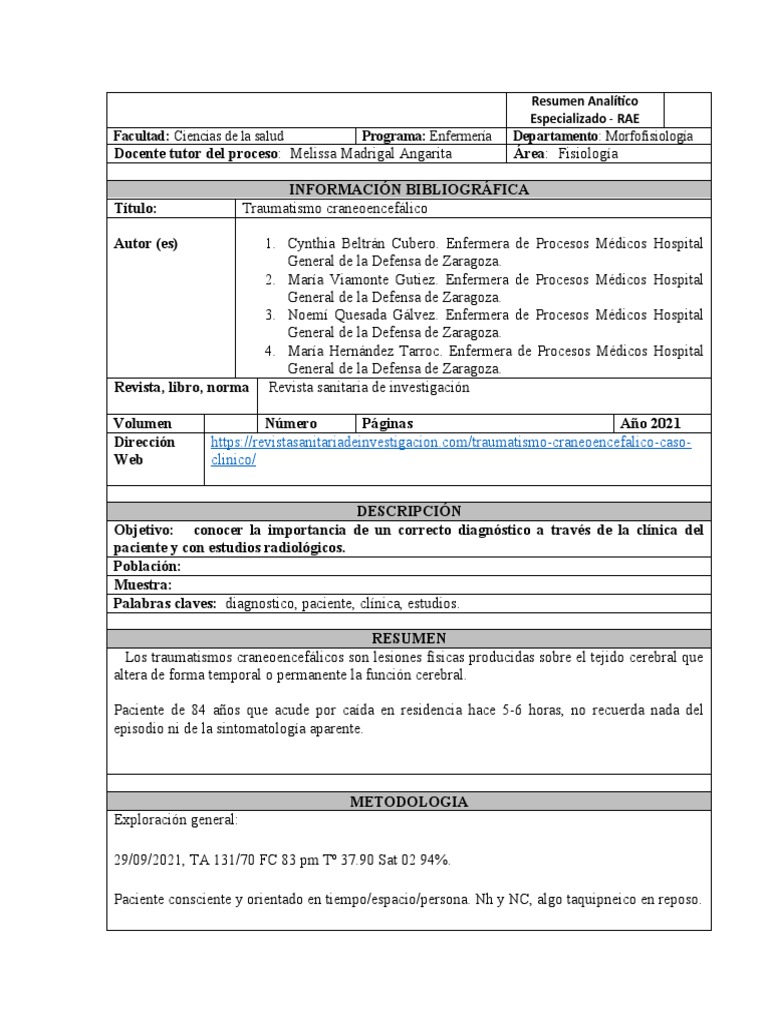 Ficha de Caso Clinico - 1 | PDF