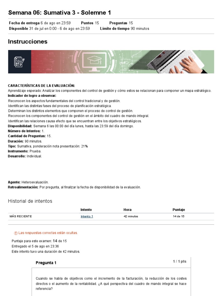 Semana 06 - Sumativa 3 - Solemne 1 - 202315.2154 - CONTROL de GESTIÓN | PDF | Business ...