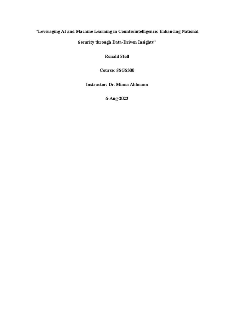 Leveraging AI and Machine Learning in Counterintelligence | PDF | Machine Learning ...