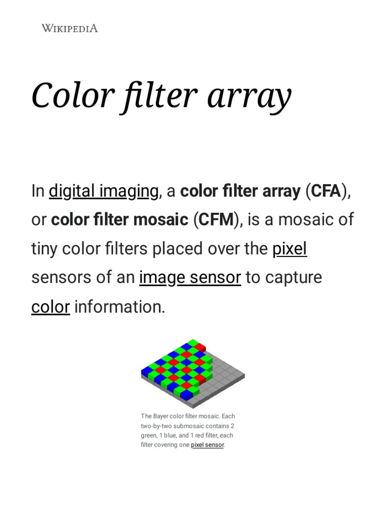 Color Filter Array - Wikipedia | PDF | Computer Graphics | Digital ...