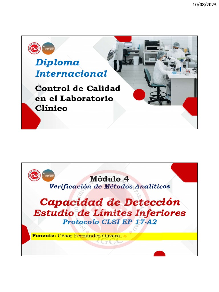 Sesión 7 - Estudio de Límites Inferiores - Guía CLSI EP 17-A2 | PDF ...