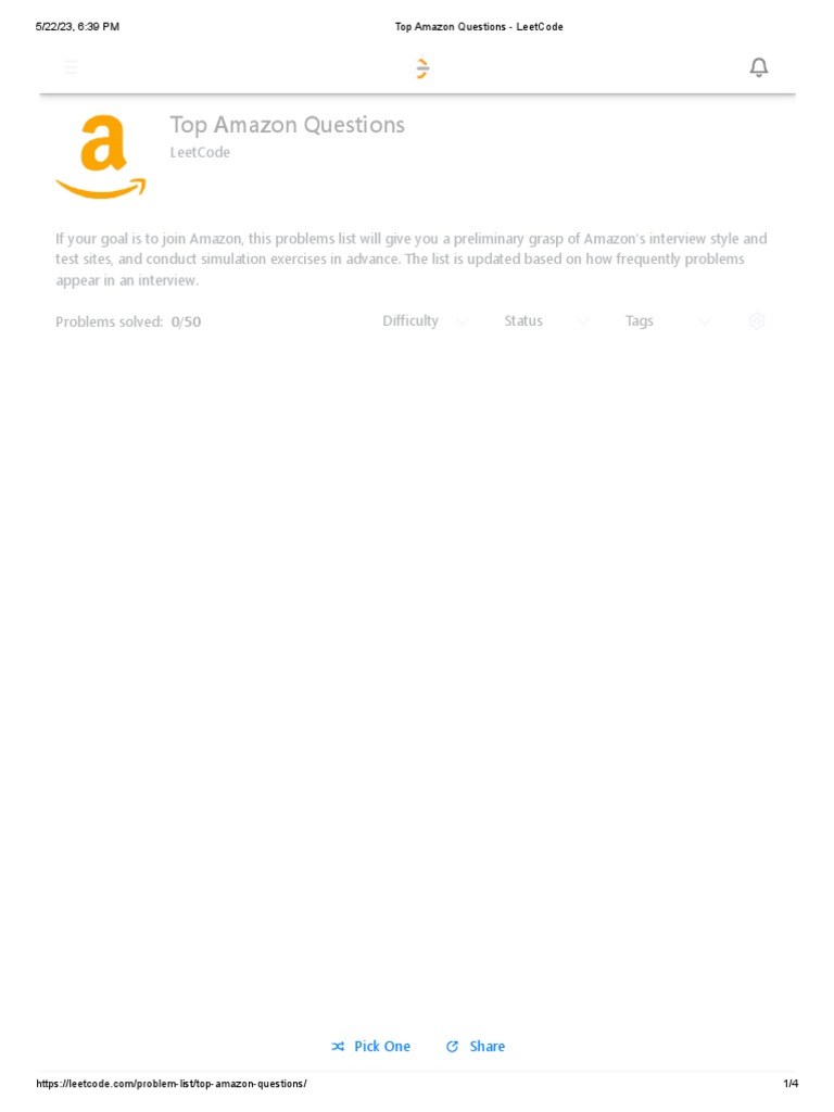 Top Amazon Questions - LeetCode | PDF