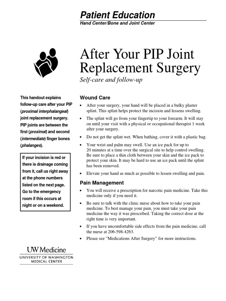 After Your PIP Joint Replacement Surgery 6 11 | PDF | Surgery | Medicine