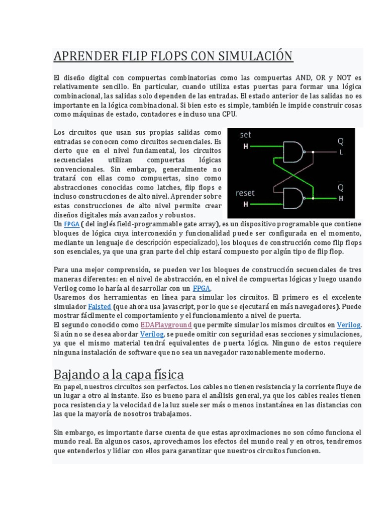 Simulacion Flip-Flop | PDF | Puerta lógica | Arreglos de compuertas lógicas programables en sitio