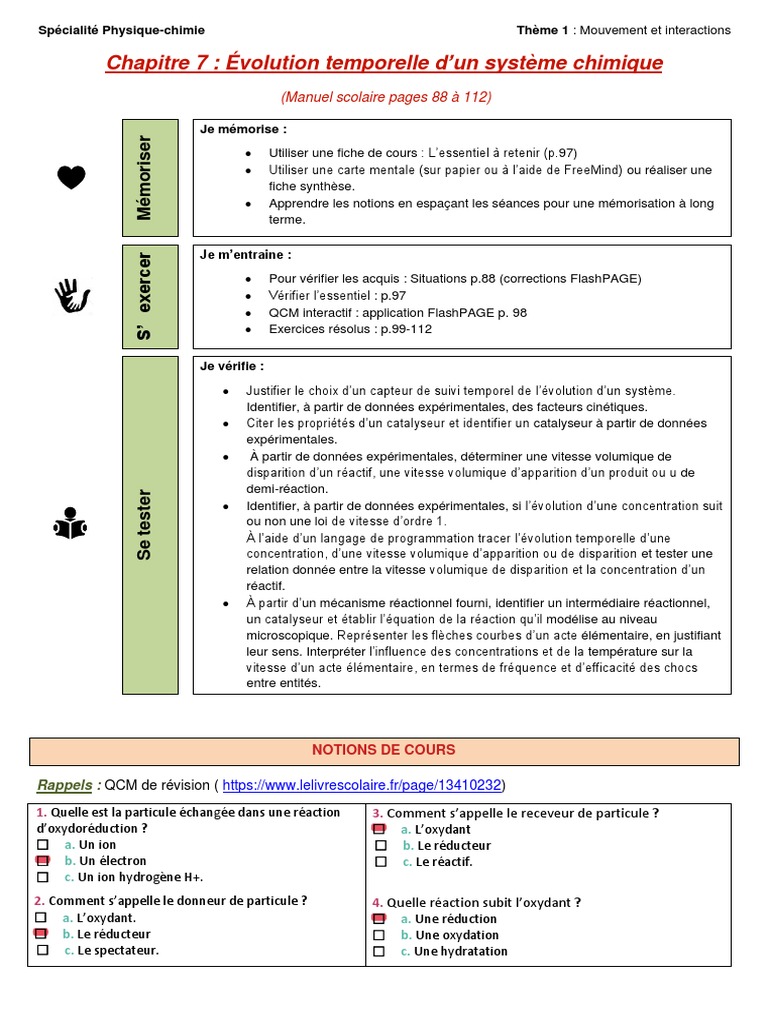 Évolution Temporelle d'un Système Chimique | PDF