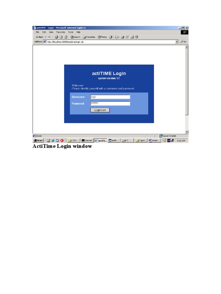 ActiTime User Login and Project Overview | PDF