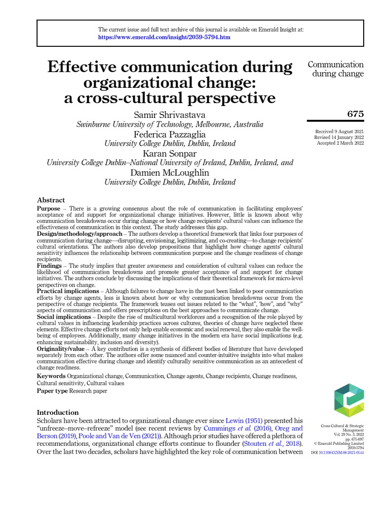 Cross-Cultural Communication in Change | PDF | Communication ...