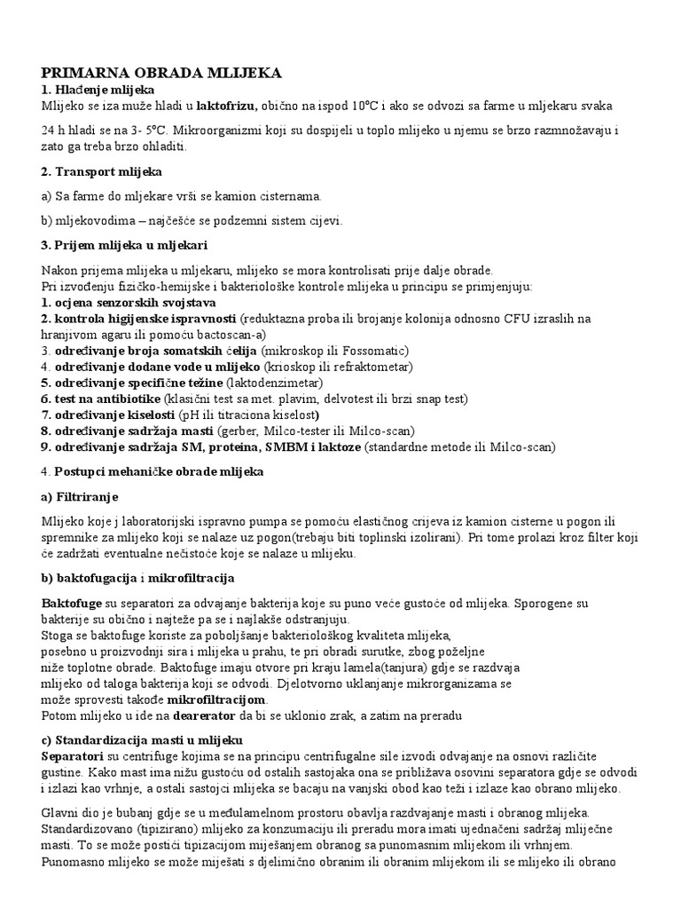 Obrada Mlijeka, Složeno Pravilo Trojno, Mješanje Mlijeka | PDF