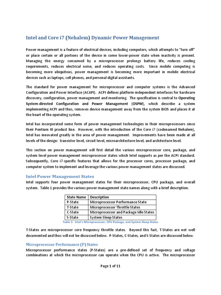 Intel and Core I7 (Nehalem) Dynamic Power Management | PDF | Central Processing Unit | Cmos