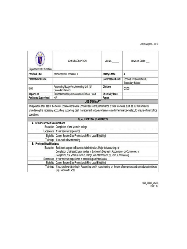 ADAS II Duties and Responsibilities 2019 | PDF