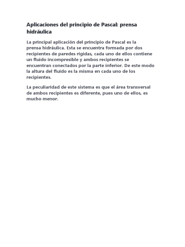 Aplicaciones del Principio de Pascal | PDF | Tecnología