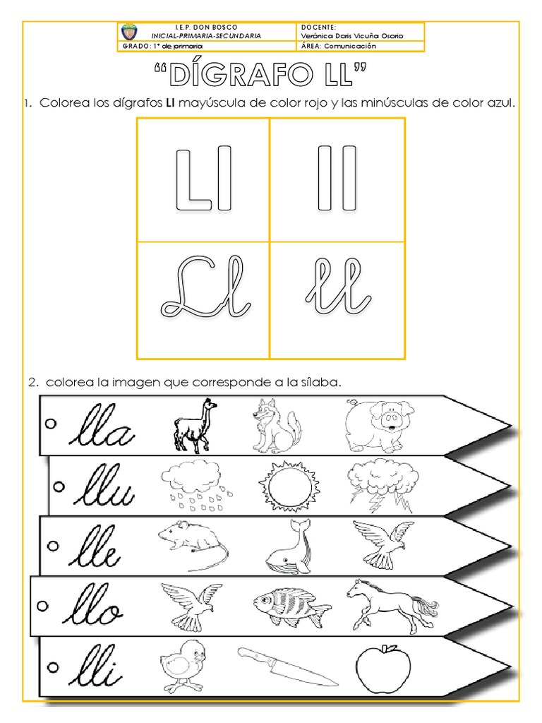 Hojas De Trabajo De Dígrafos De Segundo Grado