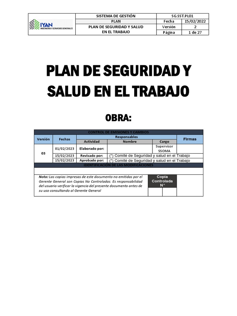 Plan de Seguridad y Salud en El Trabajo | Descargar gratis PDF | Calidad (comercial)