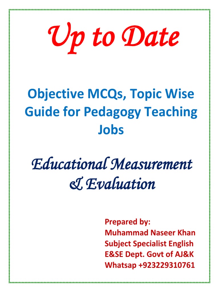 Educational Measurement & Evaluation | PDF | Educational Assessment ... Educational Measurement & Evaluation | PDF | Educational Assessment ...