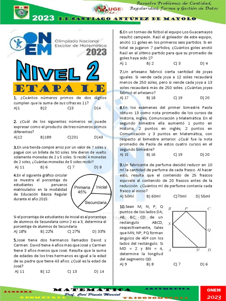 Prueba Onem Nevel 2 | PDF