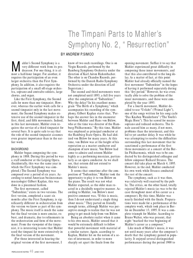 Mahler Symphony No. 2 Percussion | PDF | Orchestras | Conducting