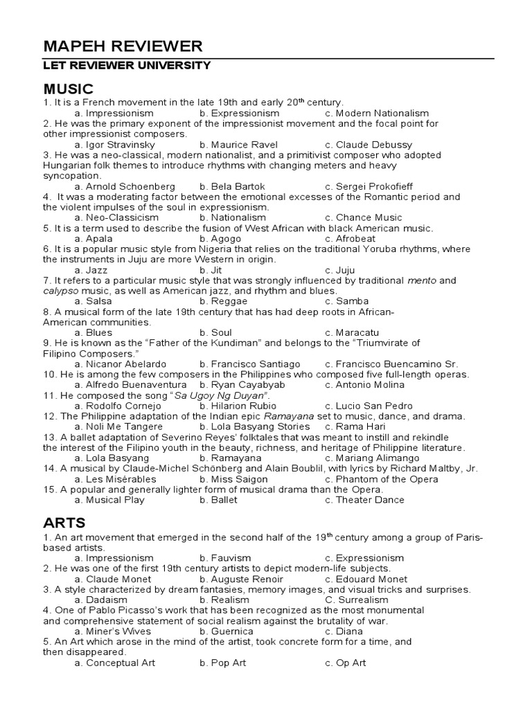 Mapeh Reviewer B | PDF