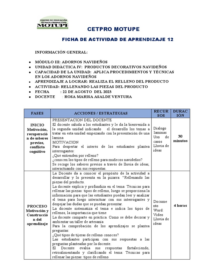FICHA DE ACTIVIDAD # 12 III MODULO (1) Mptupe | PDF