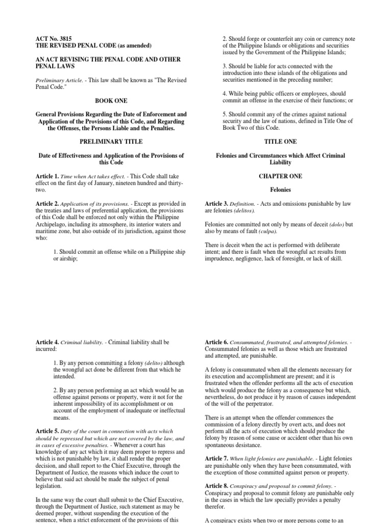 Codal Revised Penal Code | PDF | Accomplice | Felony