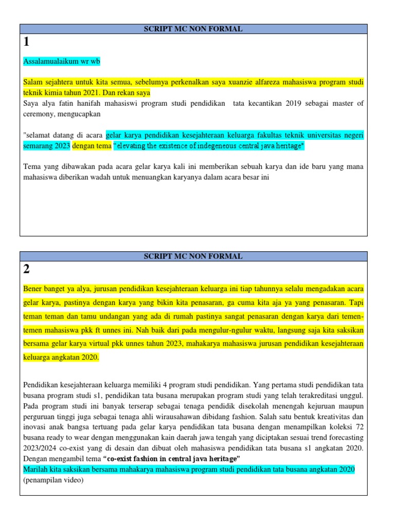 MC Non Formal - Final Teks | PDF