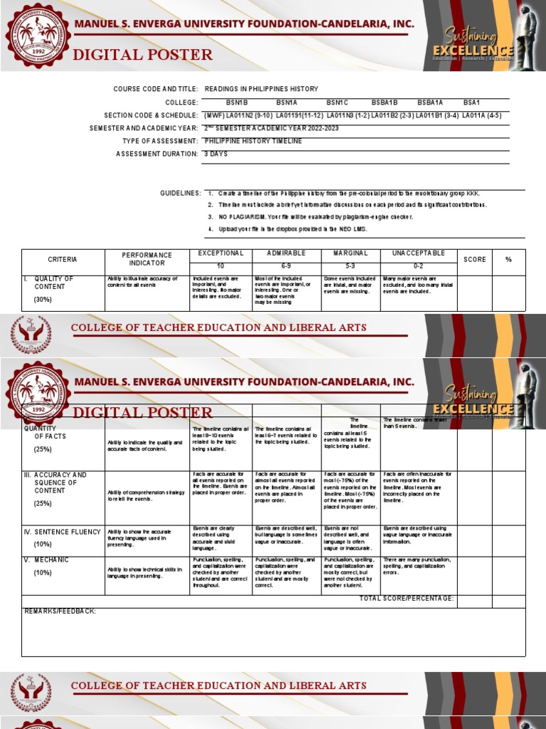 History Timeline Rubrics | PDF