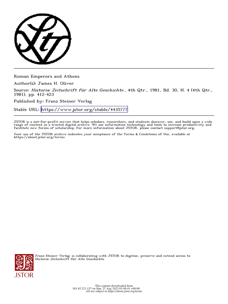 Roman Emperors & Athenian Legacy | PDF | Augustus | Roman Empire