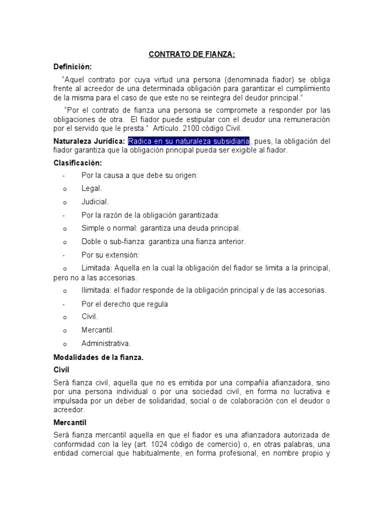 Guía Completa sobre Contrato de Fianza | PDF | Garantía | Pagos