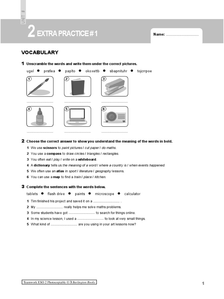 02teamwork2 ExtraPractice Unit2 | PDF
