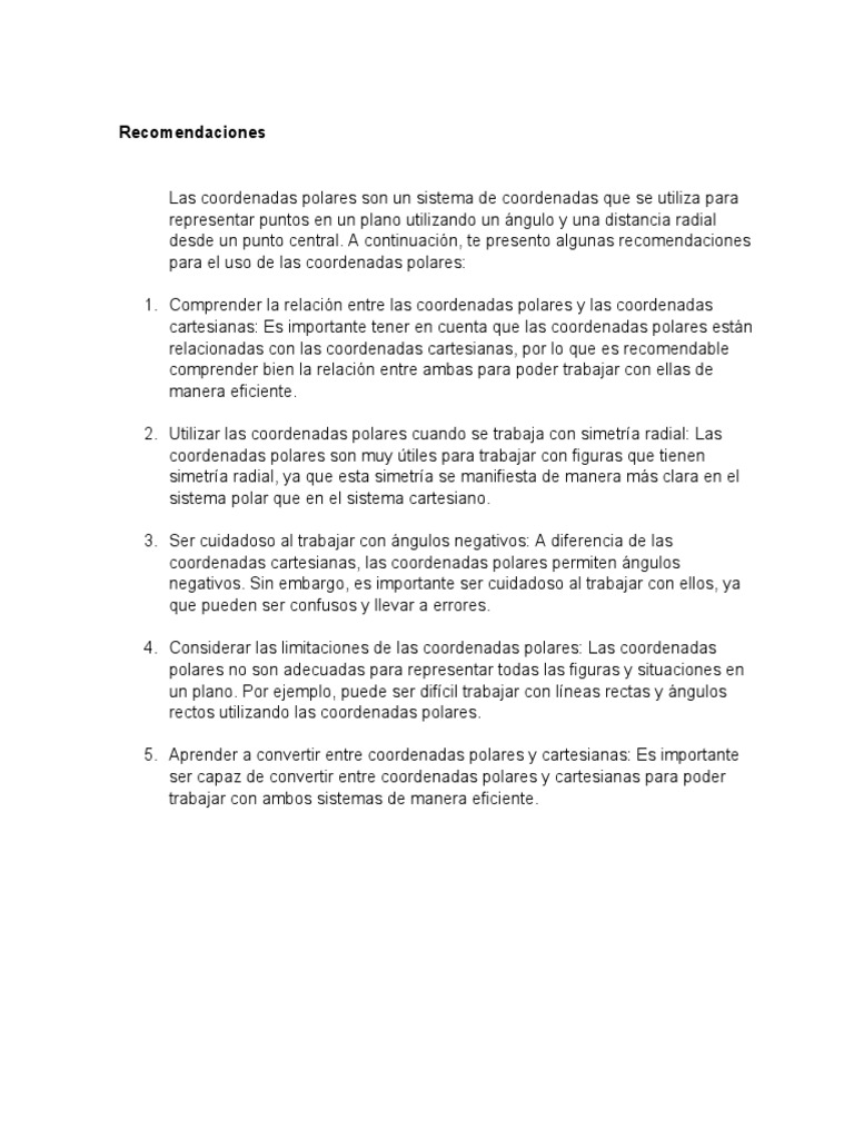 Recomendaciones sobre Figuras Polares | PDF | Sistema coordinado ...
